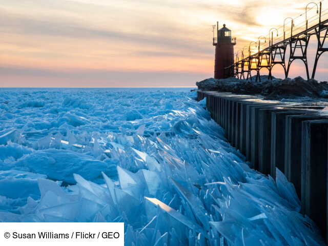 Les splendides photos du lac Michigan en train de dégeler - Geo.fr