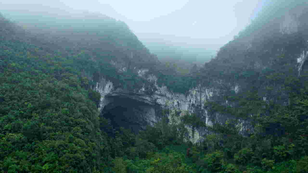 Un gouffre géant avec une forêt à l'intérieur découvert en Chine - Geo.fr