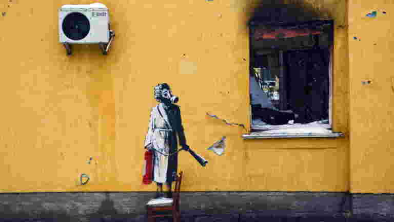 Street art : Banksy confirme la création de plusieurs œuvres en Ukraine - Geo.fr