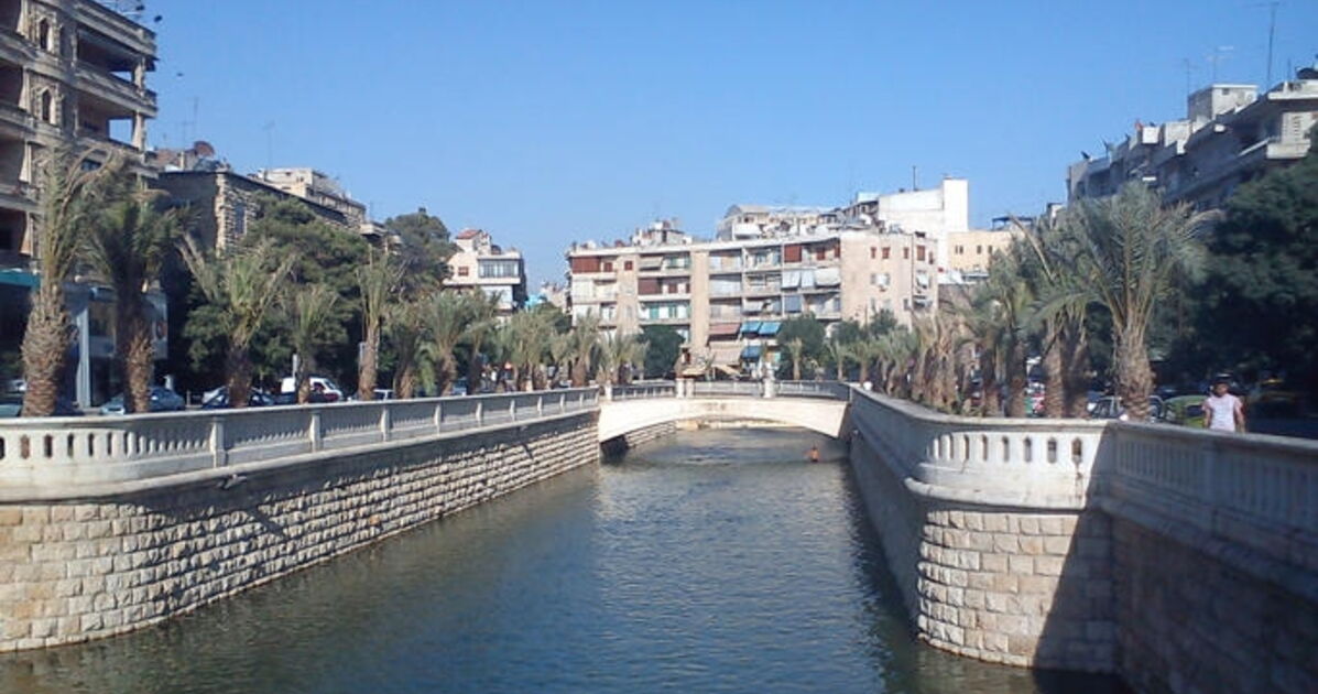 Aleppo Syria Queik river and the bridge, - Geo.fr