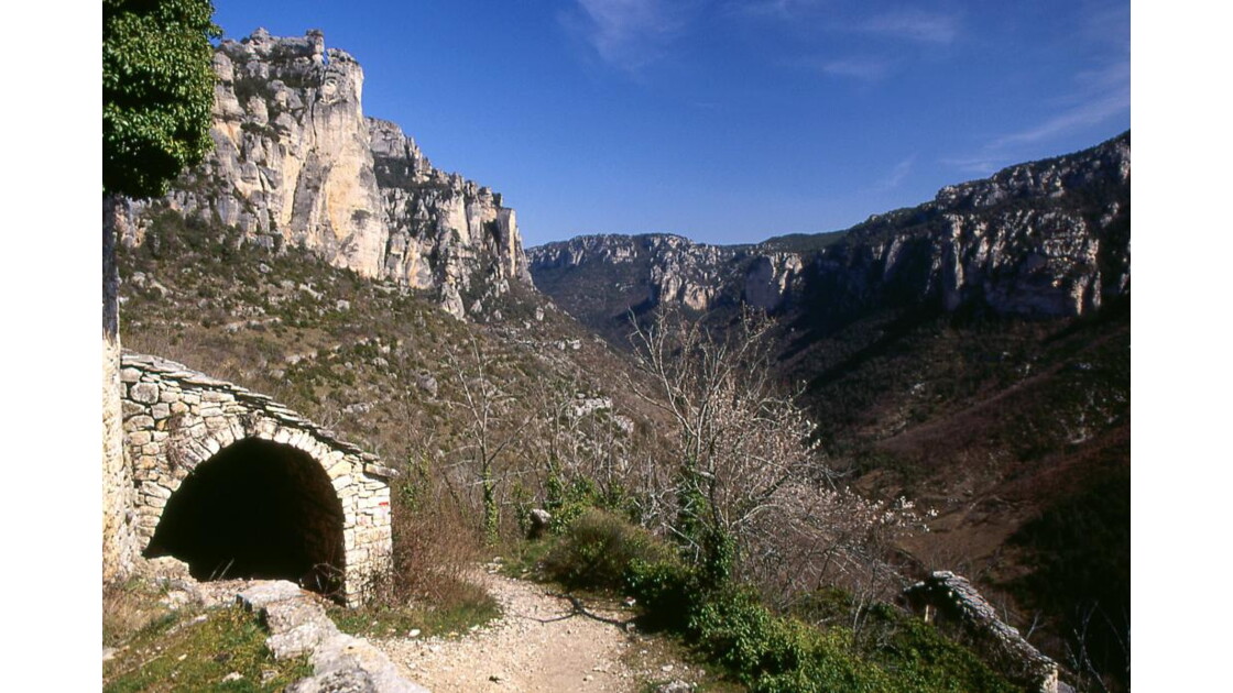 la Jonte, les gorges de la Jonte. A gauche le causse... - Geo.fr